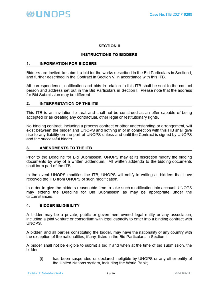 ITB 2021 - 19289 - Section - II - Instructions To Bidders | PDF | Private Law | Common Law