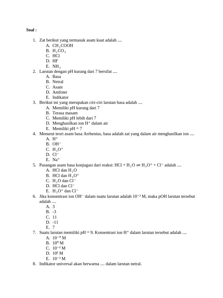 SOAL PTS KIMIA KLS XI GENAP 2025 | PDF