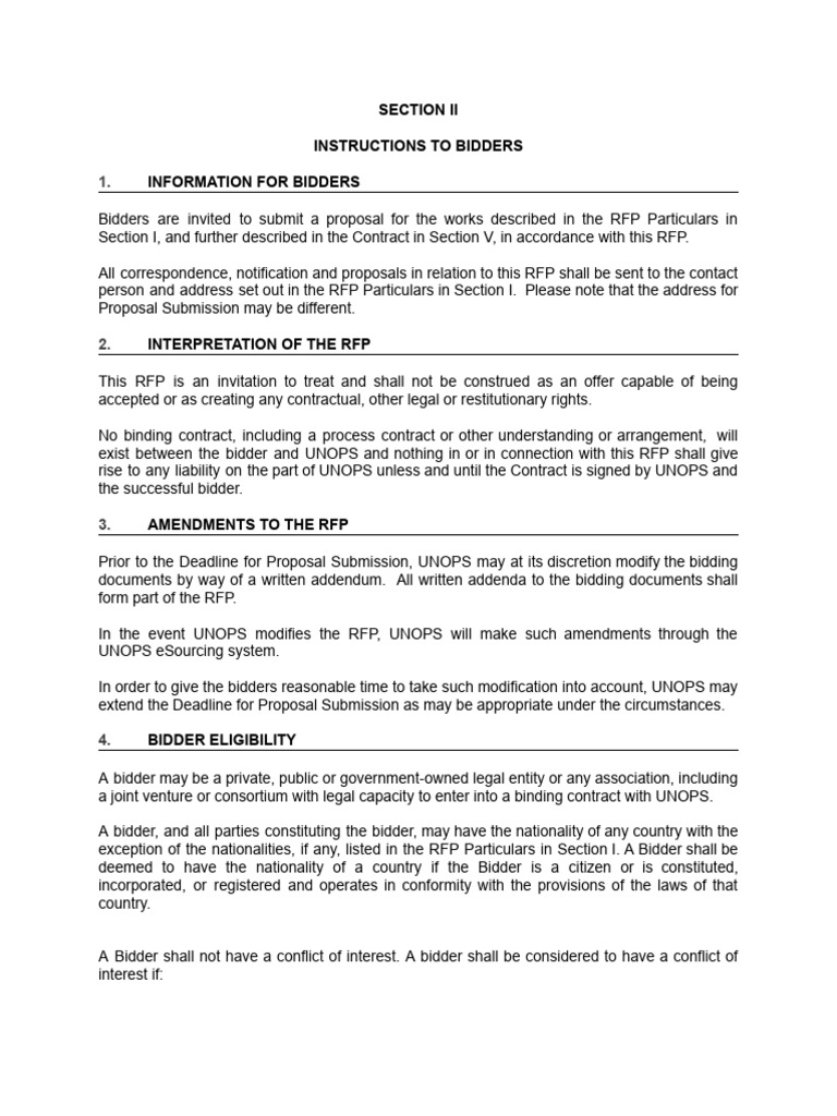 Section Ii - Instructions To Bidders | PDF | Request For Proposal | Conflict Of Interest