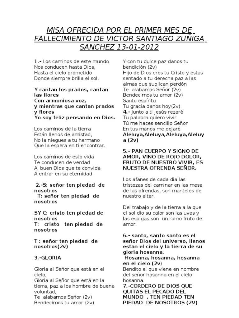 Cantos para La Misa | PDF | Misa (liturgia) | Cristo (título)
