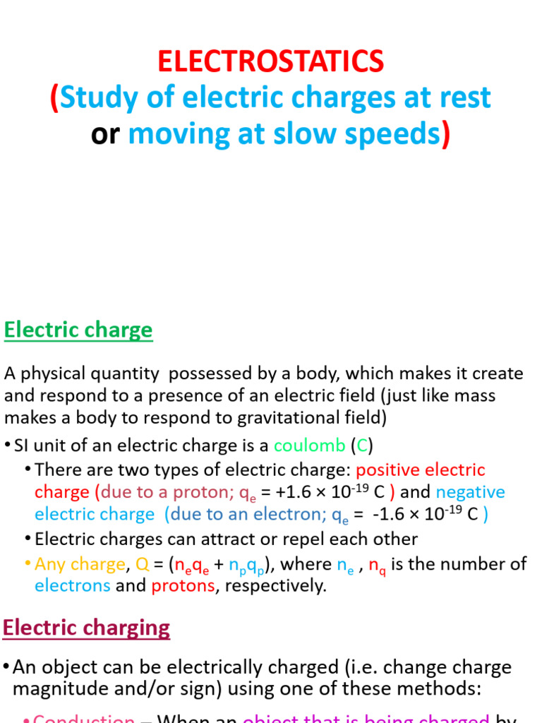 Electrostatics Charge, Electric Field and Potential | PDF | Electric Charge | Electric Field