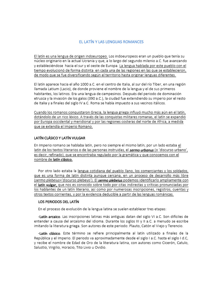 El Latín y Las Lenguas Romances | PDF | latín | imperio Romano