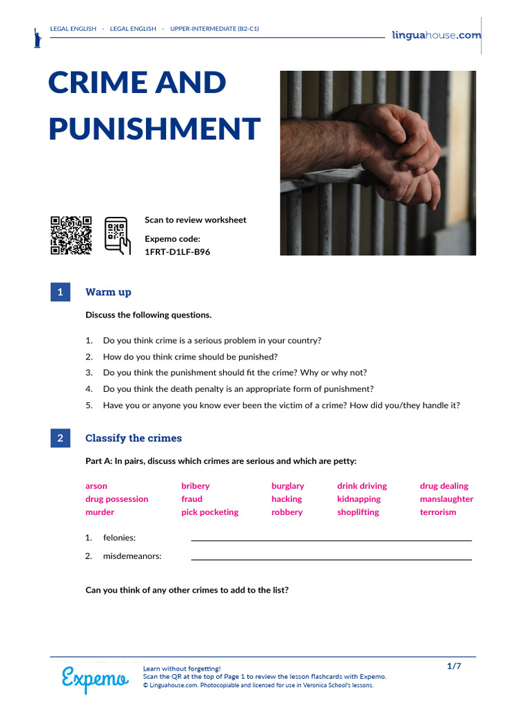 Crime and Punishment American English Teacher B2 C1 | PDF | Acquittal ...