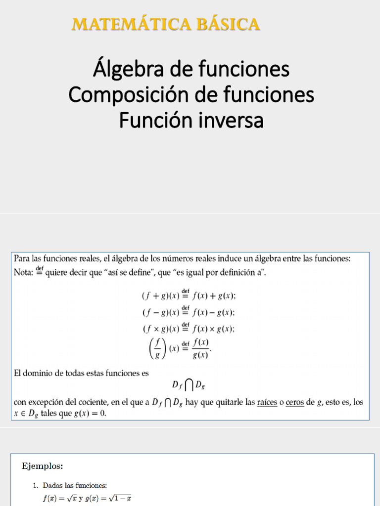 Algebra de Funciones Composicion Inversa | PDF | Función (Matemáticas ...