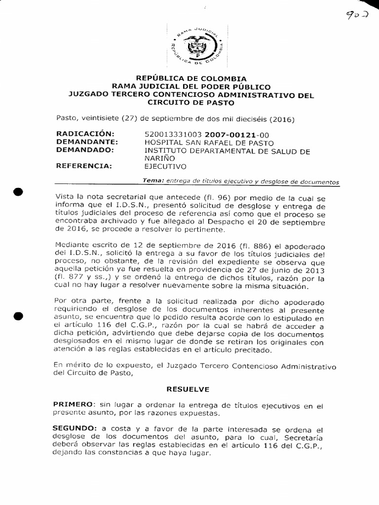 2007-121 Ordena Desglose Documentos | PDF