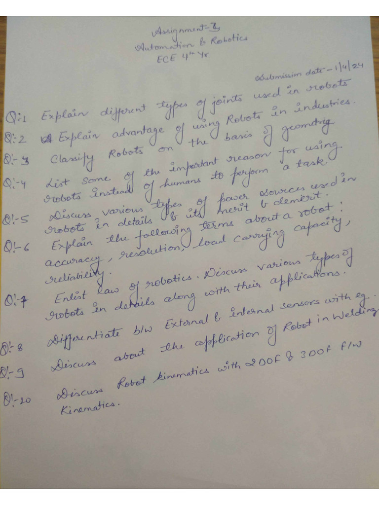 Assignment 3 Robotics | PDF