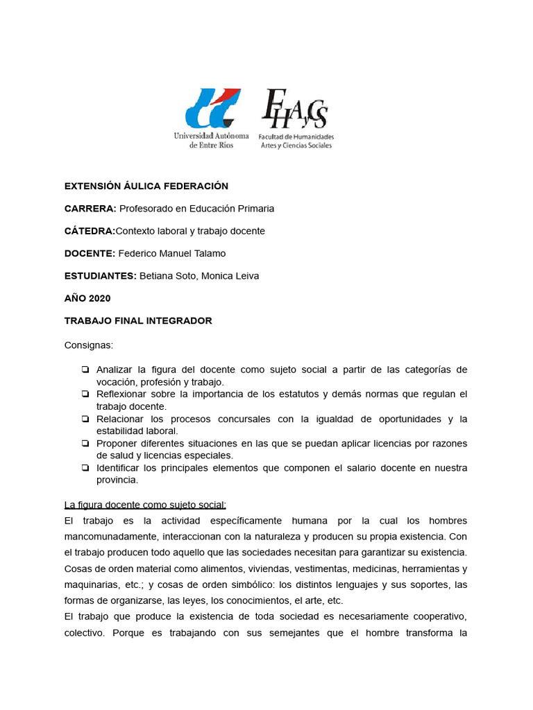 Contexto Laboral TP Final | PDF | Constitución | Derecho laboral