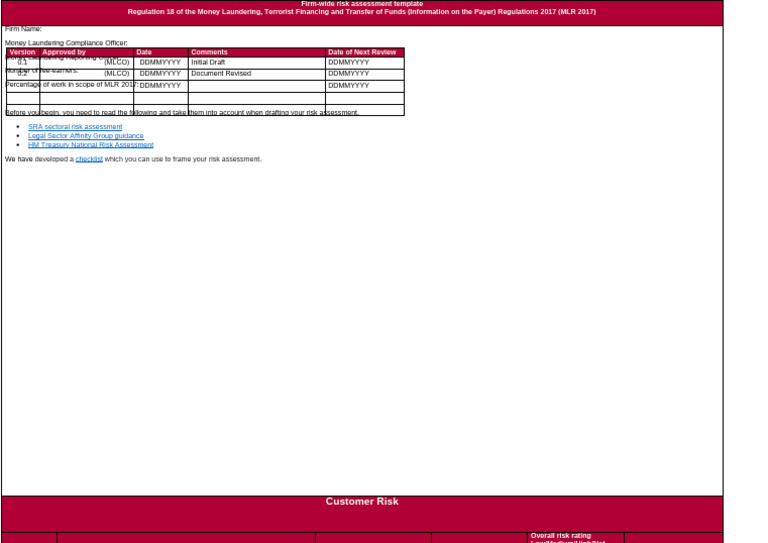Firm Wide Risk Assessment Template | PDF