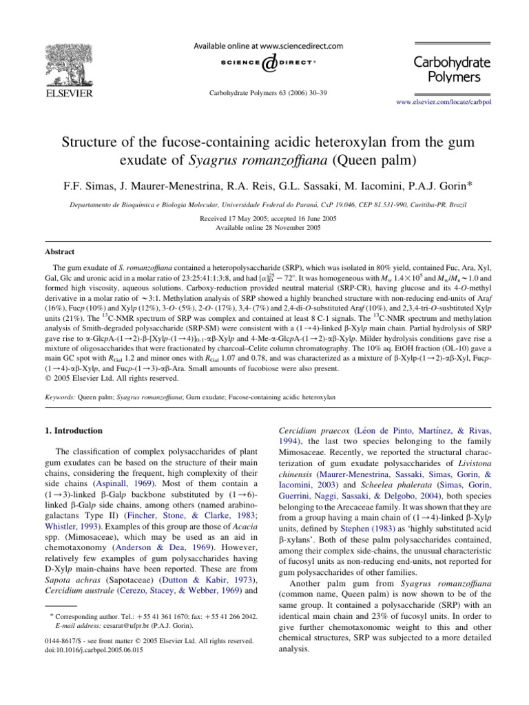 3 Structure of The Fucose-Containing Acidic Heteroxylan From The Gum ...