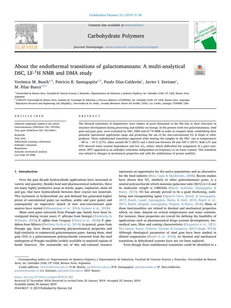 10 1016@j Carbpol 2019 01 092 | PDF | Differential Scanning Calorimetry | Nuclear Magnetic Resonance