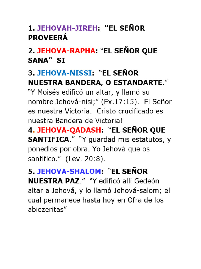 Jehová RAPHA NISSI ... SHALOM | PDF