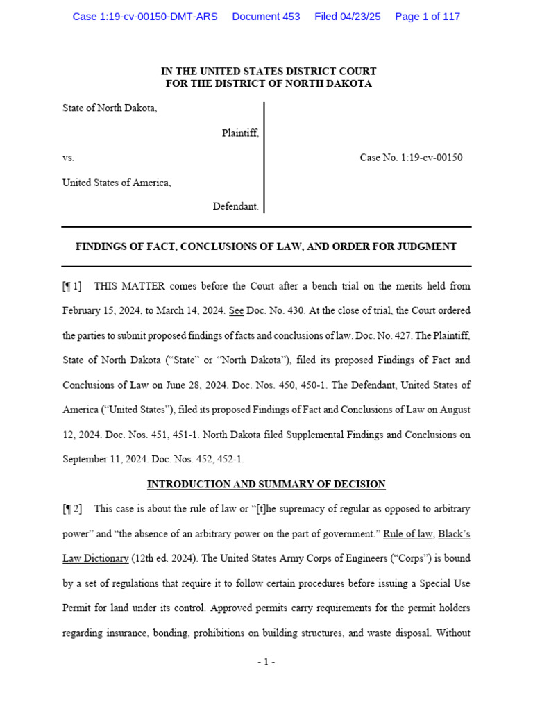 2025.04.23 [00453-000] Findings of Fact, Conclusions of Law, And Order for Judgment | PDF ...