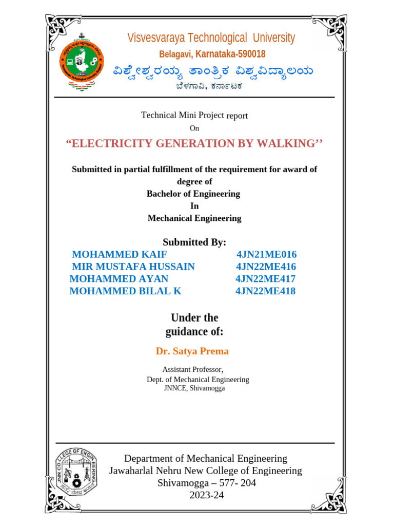 Front Page of Mini Project | PDF