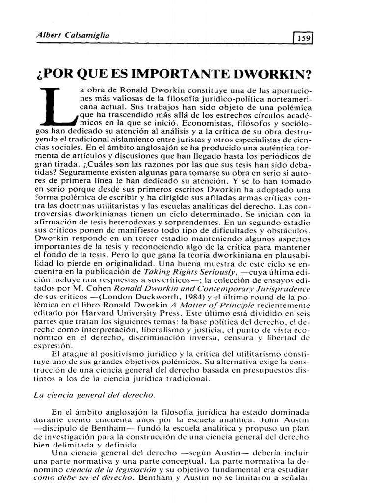 01 CASAMIGLIA - Por Qué Es Importante Dworkin | PDF