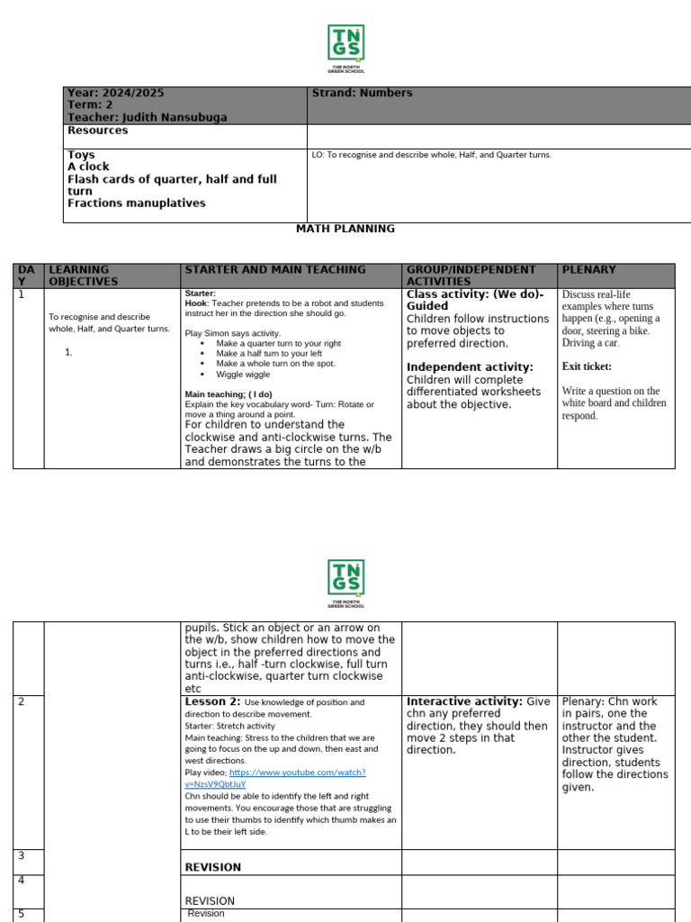 Week 14 Term 1 2023 Maths Lesson Plan | PDF | Teachers | Behavior ...