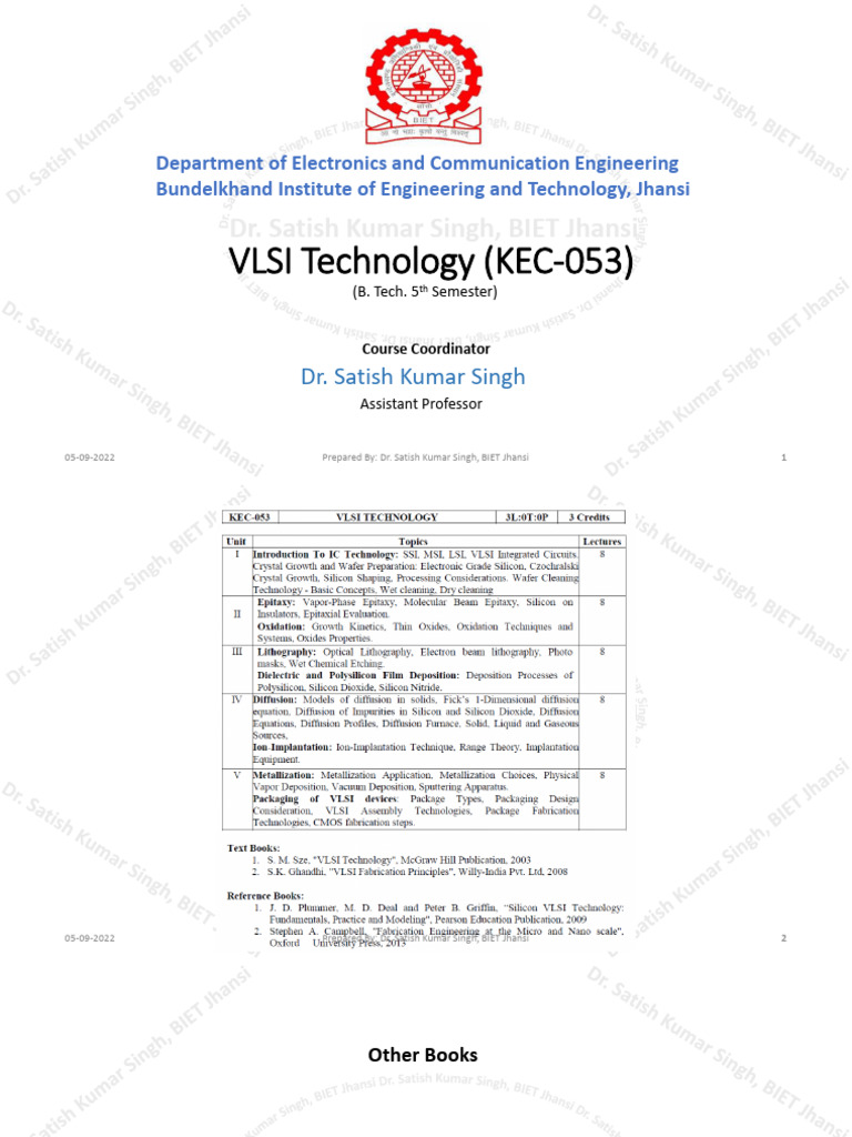 VLSI notes Satish for Students | PDF | Cmos | Transistor