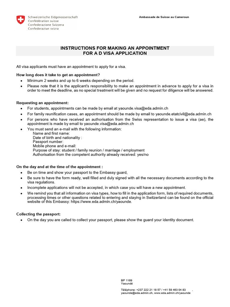 Instructions Pour RDV Visa D EN-1 | PDF | Travel Visa | Government And Personhood