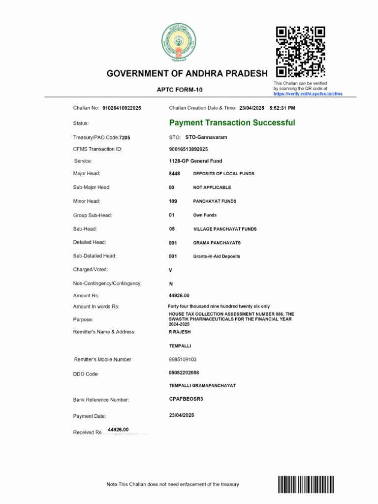 House Tax Challan | PDF