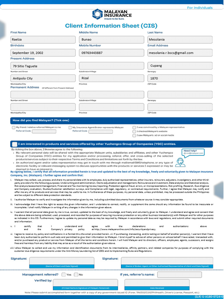 Individual Low Risk - CIS | PDF | Insurance | Business