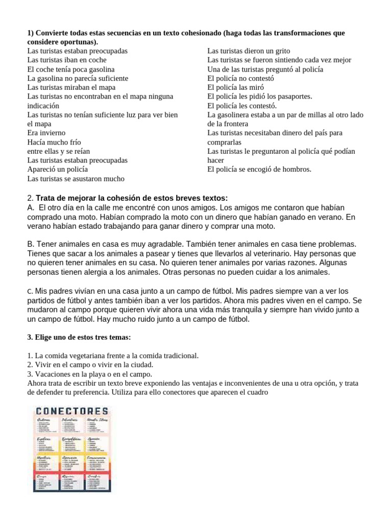 conectores ejercicios | PDF