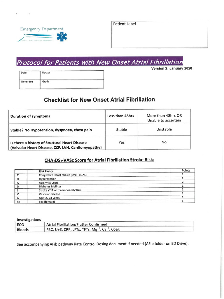 A-FIB_Protocol for New Onset Cases | PDF