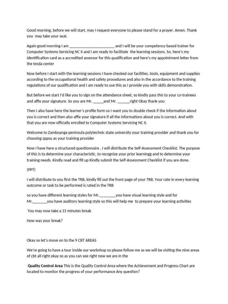 Script For Facilitate Learning Session CSS NC LL | PDF | Learning | Cognition