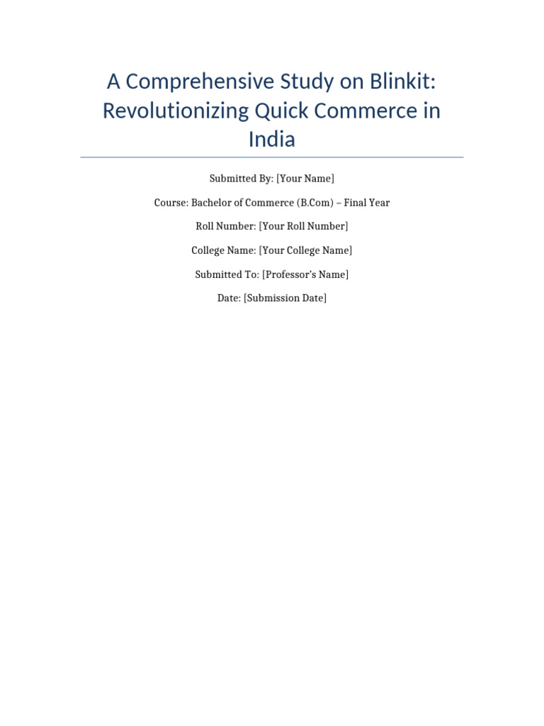 Blinkit: A Quick Commerce Analysis | PDF