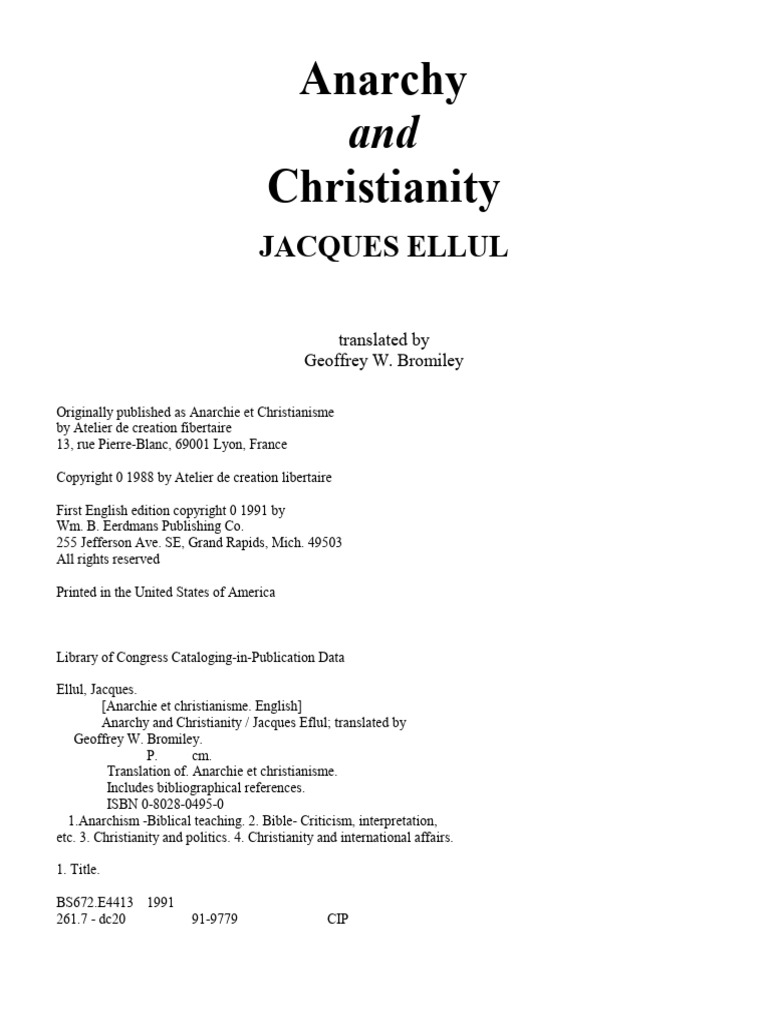 Anarchy and Christianity | PDF | Anarchism | Bible