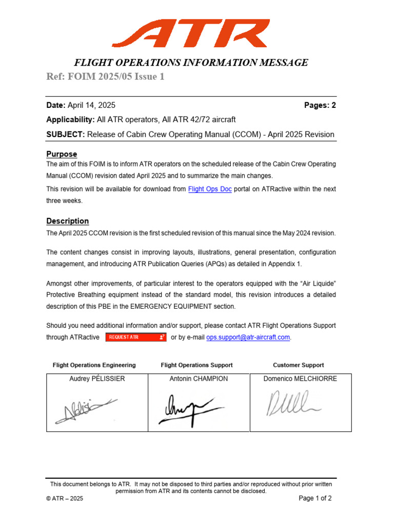 April 2025 CCOM Revision Release | PDF | Aircraft Configurations ...
