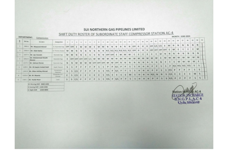 Shift Rota AC-4 June-2024 | PDF