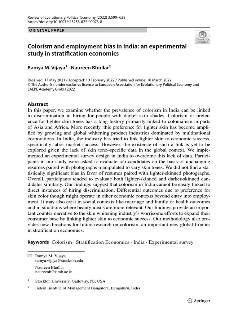 Colorism and Employment Bias in India | PDF | Caste | Human Skin Color