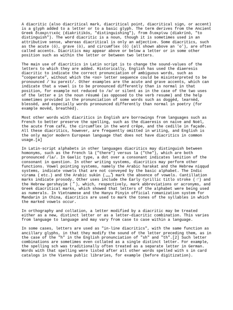 A Diacritic (Also Diacritical Mark | PDF | Linguistics | Writing