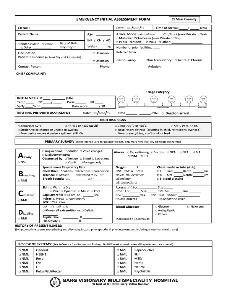 Emergency Initial Assessment Form | PDF