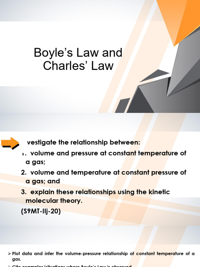 S10 Q4 Week 1 Boyles and Charles Law Students | PDF | Gases | Pressure