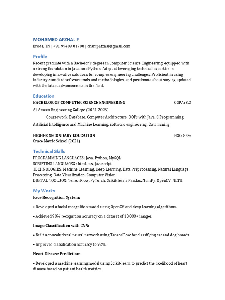Computer Science Graduate with AI Skills | PDF