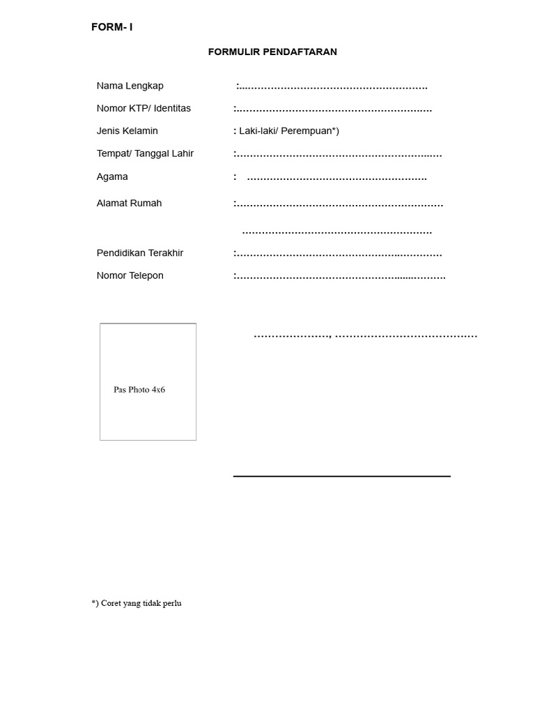 Formulir Pendaftaran Form - I | PDF