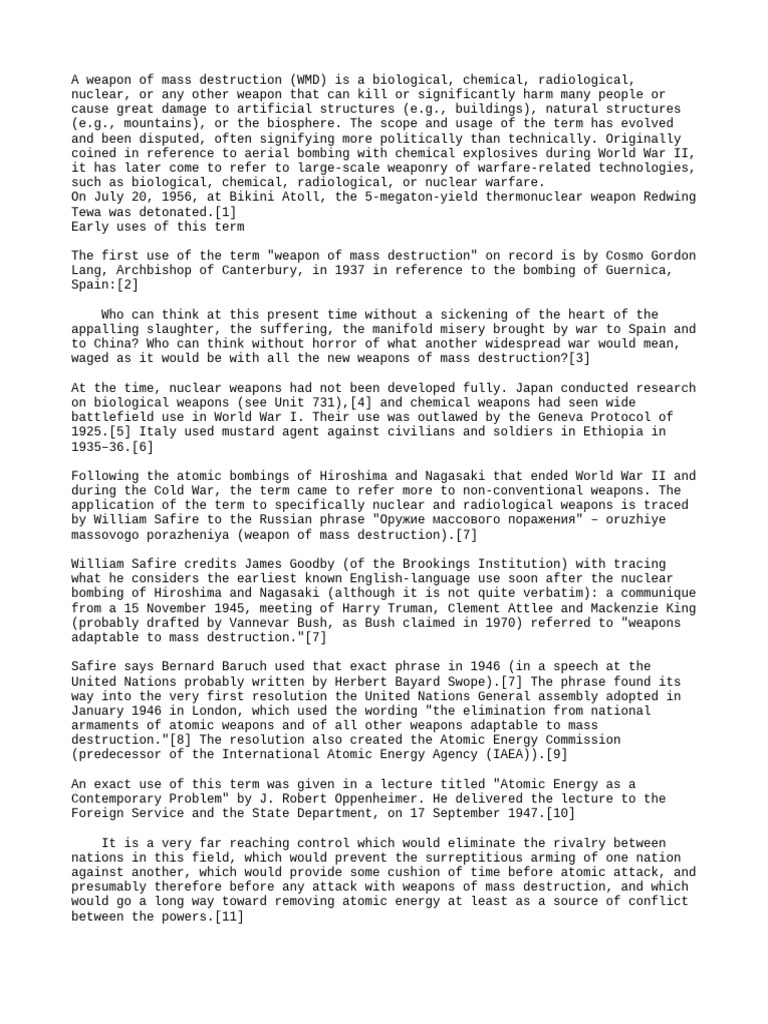 Understanding Weapons of Mass Destruction | PDF | Weapons Of Mass ...