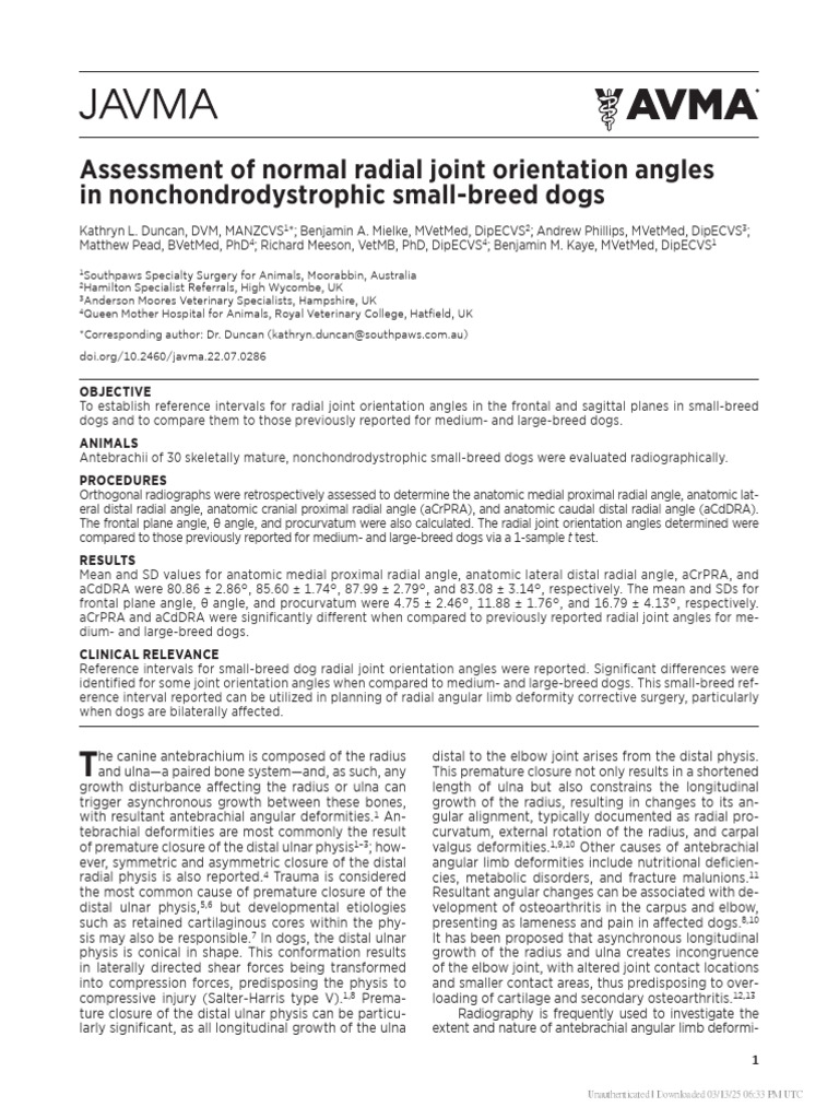 Assessment of Normal Radial Joint Orientation Angles in ...