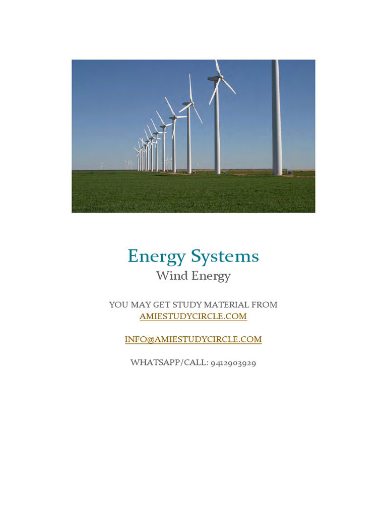 Wind Energy Sec B Energy Systems | PDF | Wind Turbine | Lift (Force)