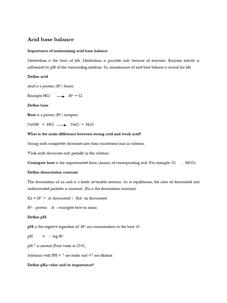 Acid Base Balance Bds PDF | PDF | Acid | Acid Dissociation Constant