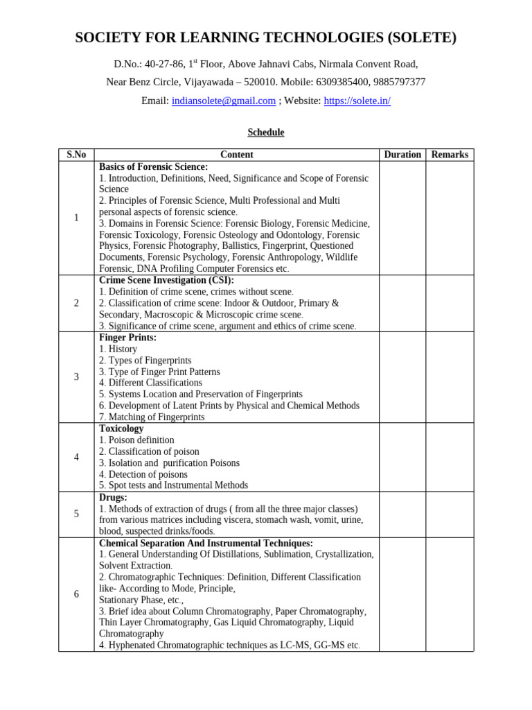 Solete Forensic Syllabus | PDF | Forensic Science | Chromatography