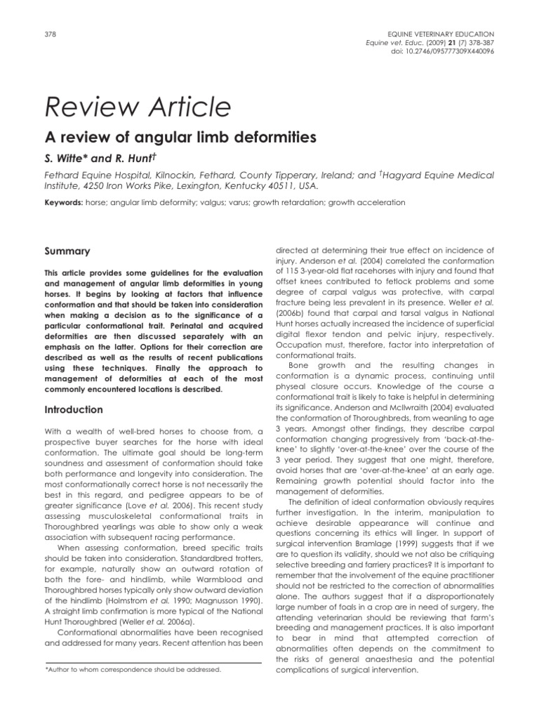 Equinos - A Review of Angular Limb Deformities | PDF | Musculoskeletal System