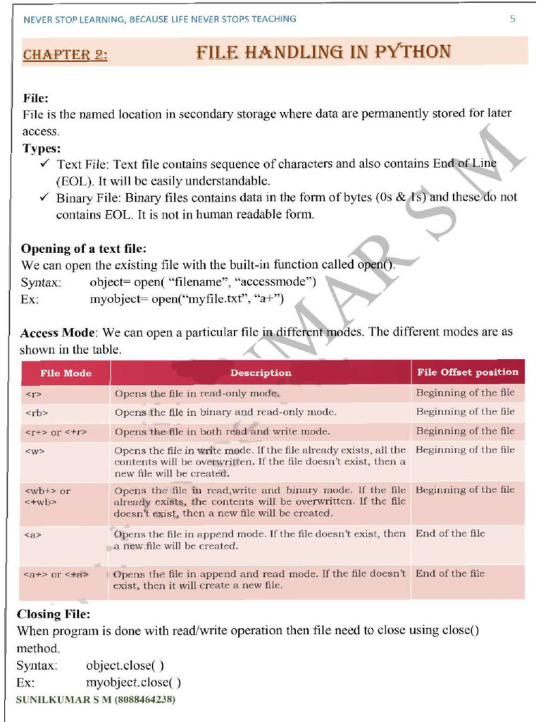 File Handling Chap2 | PDF