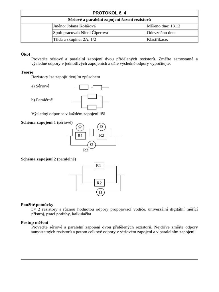 Laboratorní Protokol Fyzika | PDF