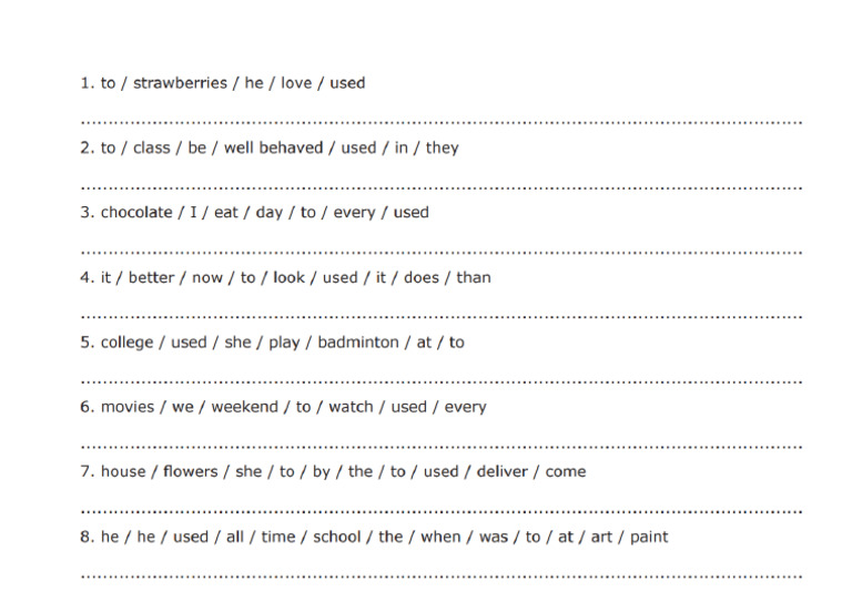 Used to Scrambled Sentences | PDF