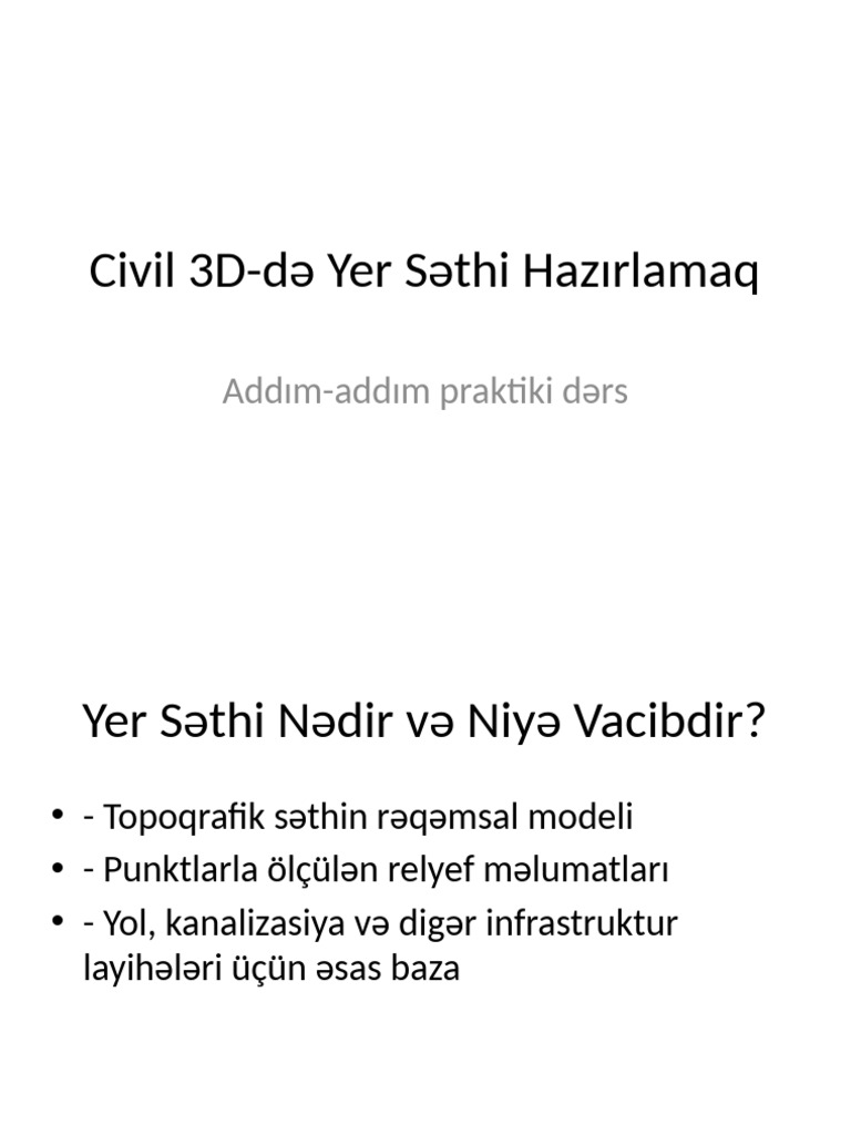 Civil3D Yer Sethi Dersi | PDF