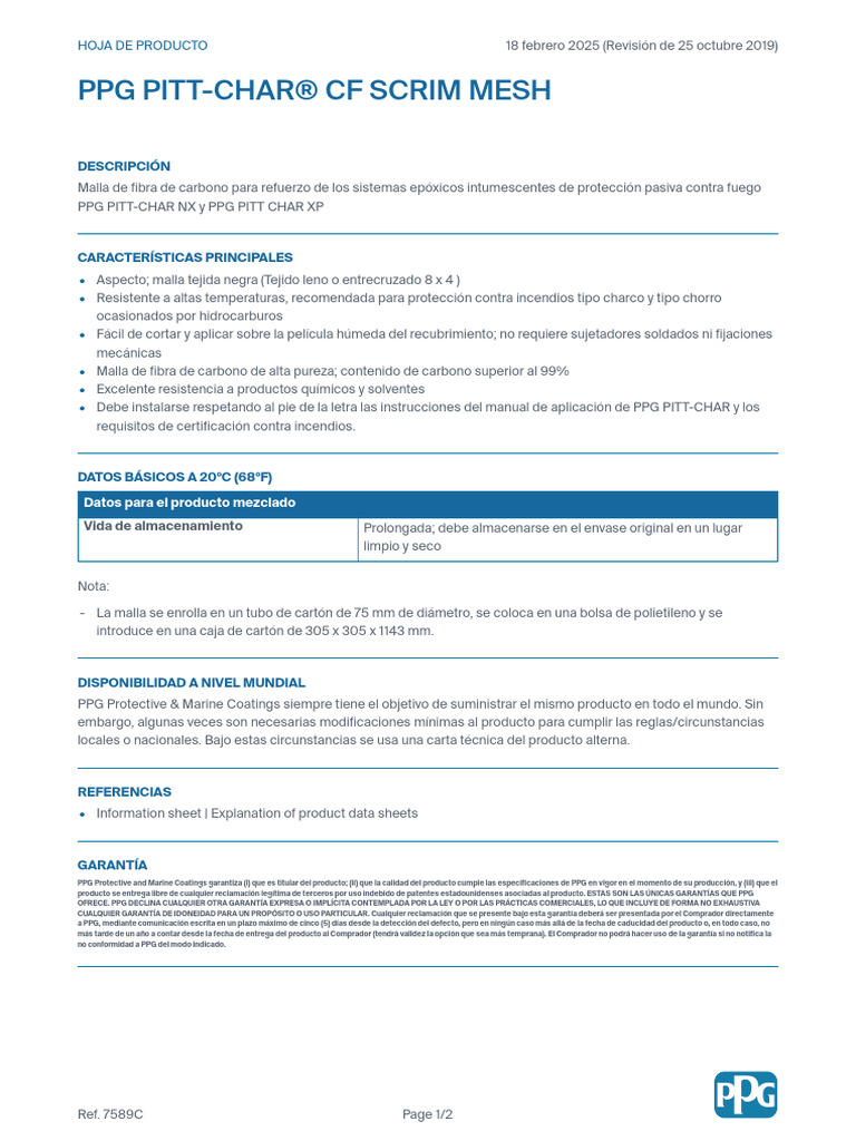 PDS PPG Pitt-Char® CF Scrim Mesh | PDF
