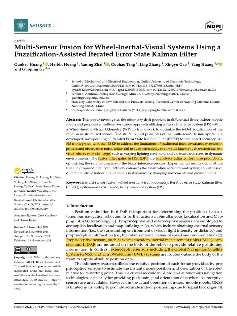 Fuzzy-Based WIVO State Estimation | PDF | Kalman Filter | Inertial ...