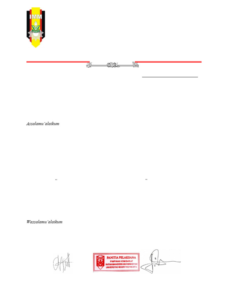 Surat Permohonan Peminjaman Barang Kajian Kolaborasi Immawati | PDF