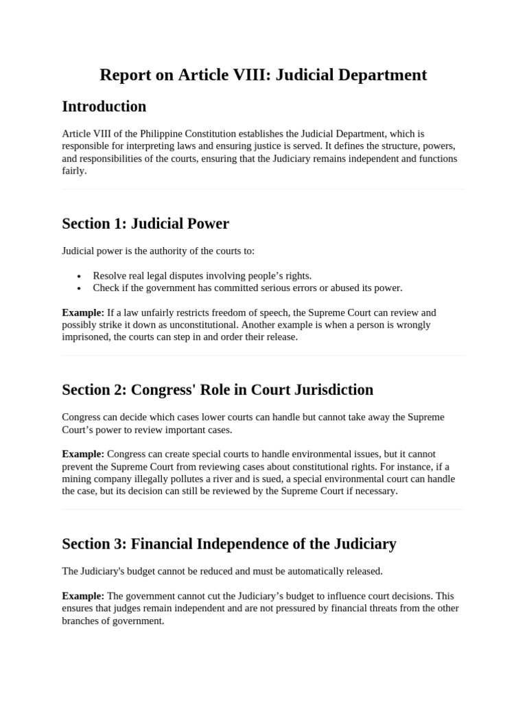 Overview of Article VIII: Judiciary | PDF | Supreme Court Of The United ...